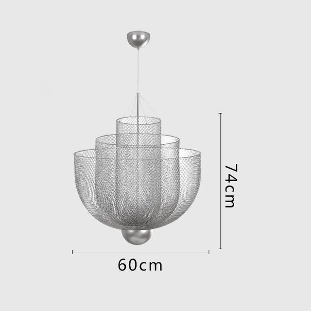 Дизайнерская люстра Zhiwudeng Meshmatics золотая/серебристая, Warm white 3000K, D60CM All Silver