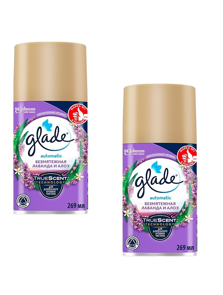Запасной баллон Sc j Glade Automatic Безмятежная Лаванда и Алоэ, 269мл 2шт
