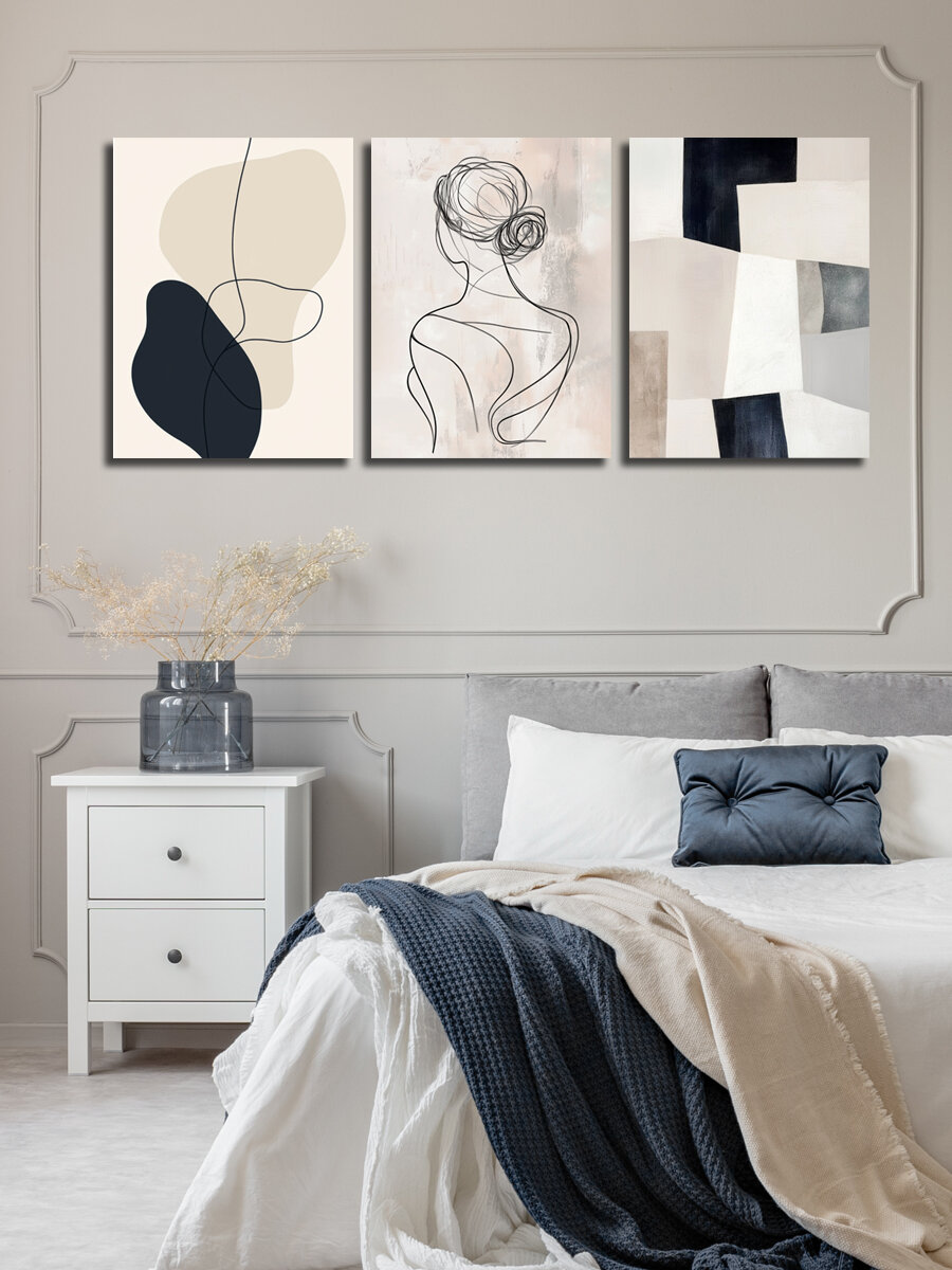 Комплект картин на холсте LOFTime 3 шт 30Х40 Абстракция минимализм сер К-1673-3040