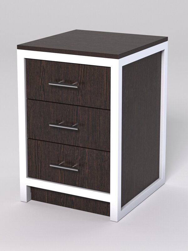 Тумба Т-01 "стронг" в стиле лофт, Дуб Венге + металлический каркас Белый