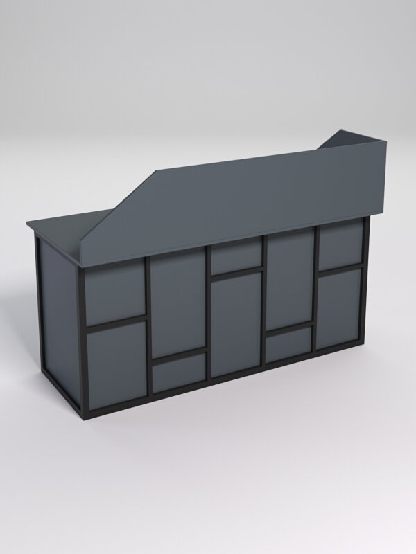 Стол двухтумбовый офисный С-07А с экраном "стронг" в стиле лофт декор №3, Темно-серый