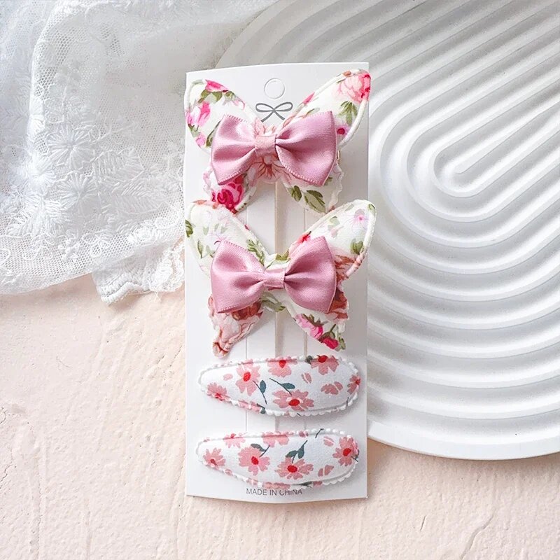 Набор заколок для волос CUTE BOWS с бабочками Розовый, FJ181-3