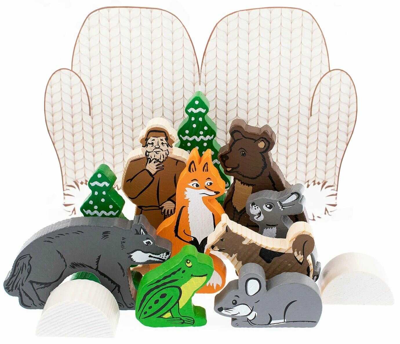 Настольный кукольный театр Томик "Сказки. Рукавичка", настольная игра, деревянный конструктор для детей, сюжетно-ролевой набор