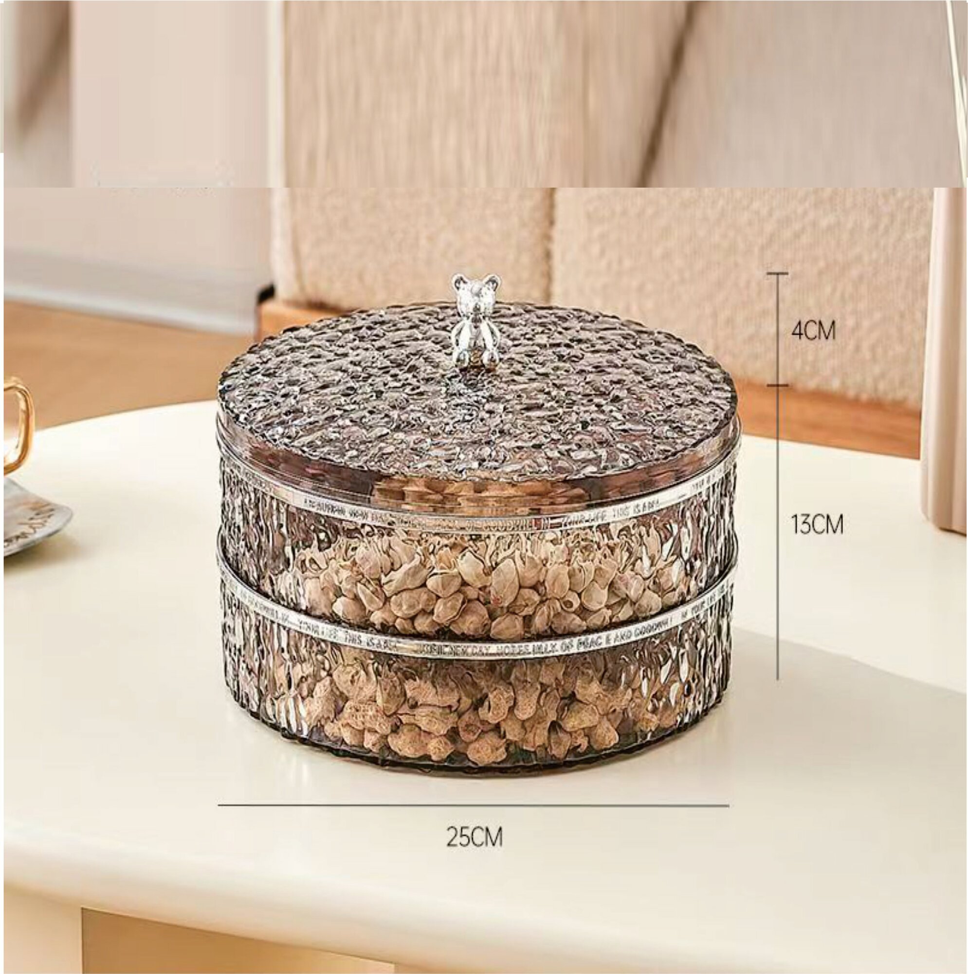 Менажница с крышкой 4 секции, конфетница и сервировочная тарелка из пластика для сладостей, орехов и мелочей