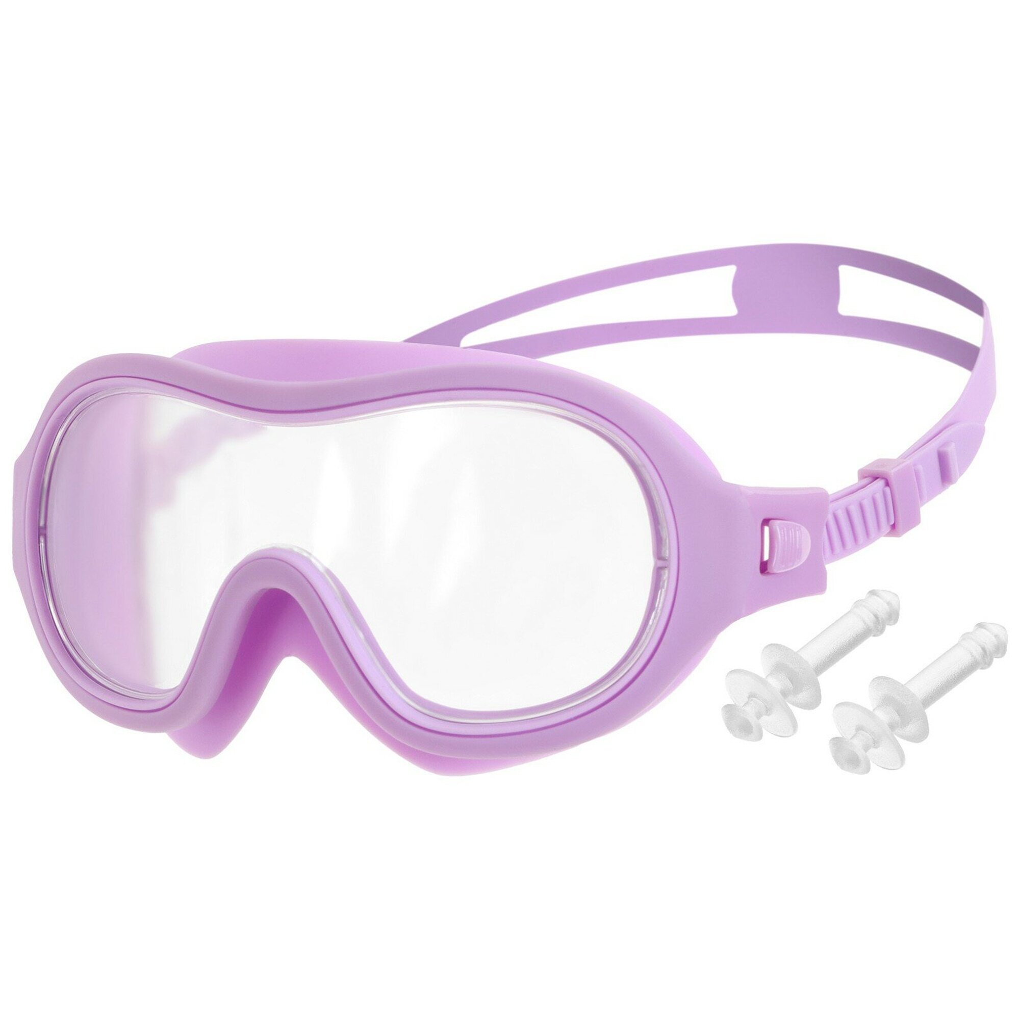 Полумаска для плавания ONLYTOP, с берушами, для девочек, сиреневая