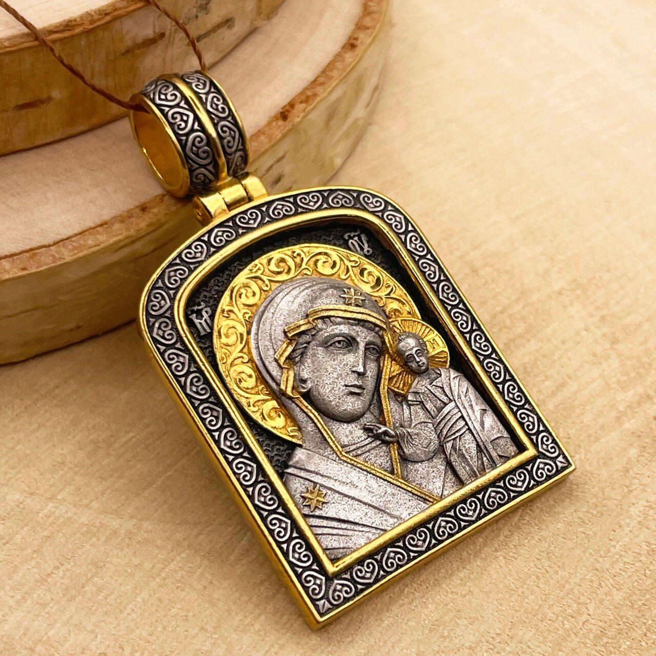 Подвеска, серебро, 925 проба, чернение, оксидирование, золочение