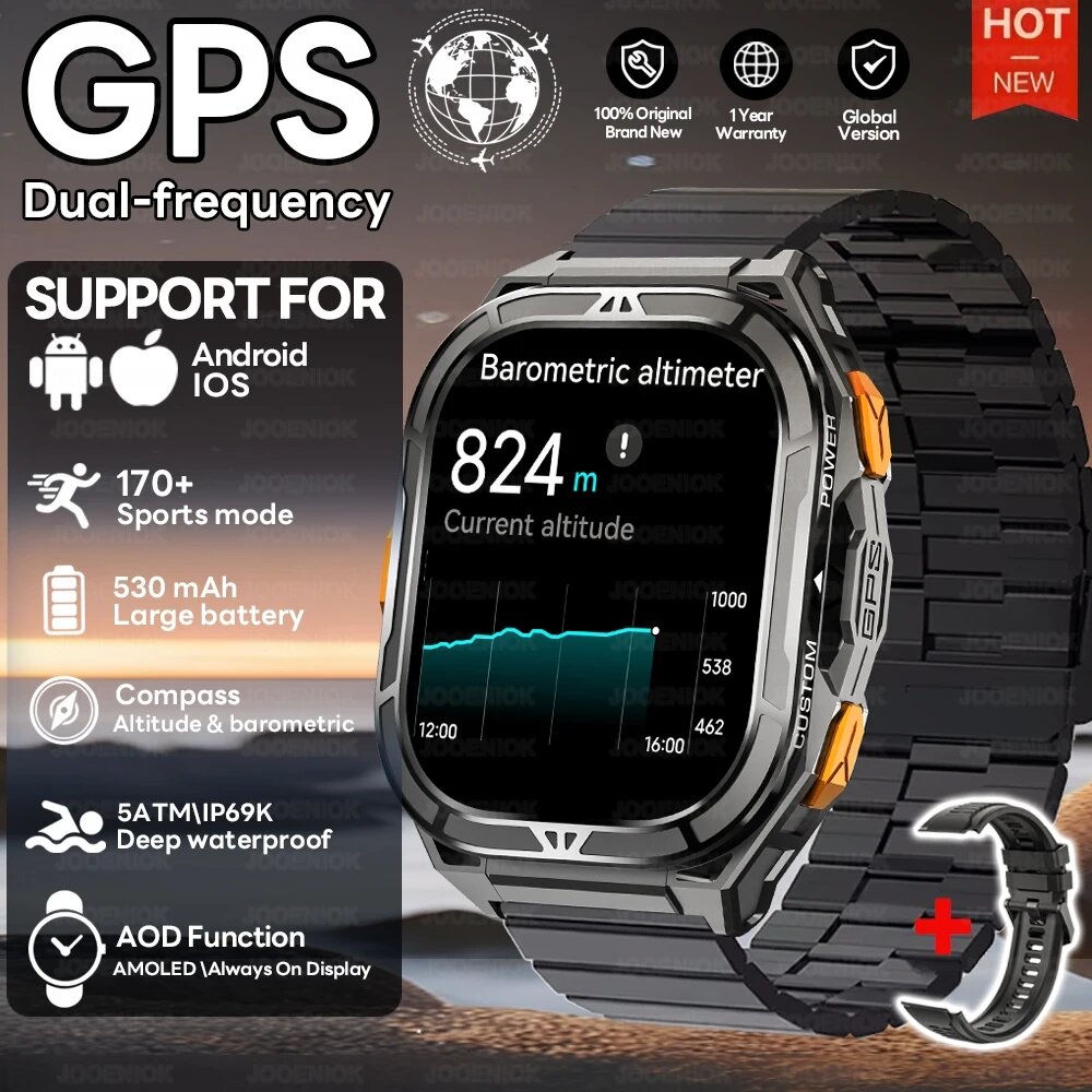 Водонепроницаемый двухдиапазонный GPS Smart Watch 10ATM