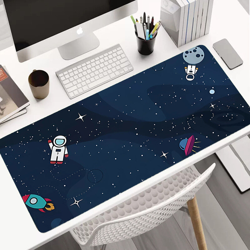 Офисный игровой коврик для мыши Cute Kawaii desk pad 400x900x3mm, черный, синий