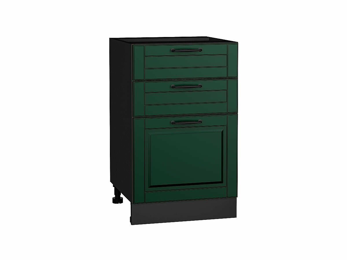 Шкаф нижний с 3-мя ящиками Дублин, цвет фасада Special Green, цвет каркаса Graphite, 816*500*478 мм