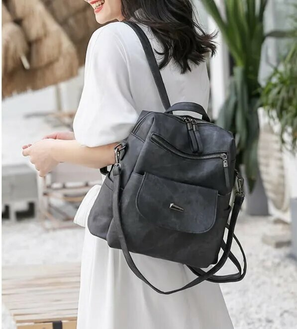 Рюкзак трансформер, женский, искусственная кожа, чёрный матовый