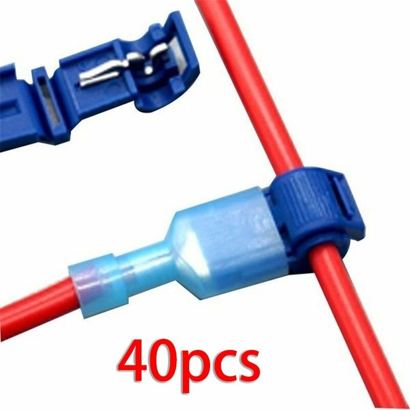 40 шт клеммы быстрое соединение проводов 16–14 AWG (2,5–4,0 мм²) синие пластик для врезки и проверки на проводах
