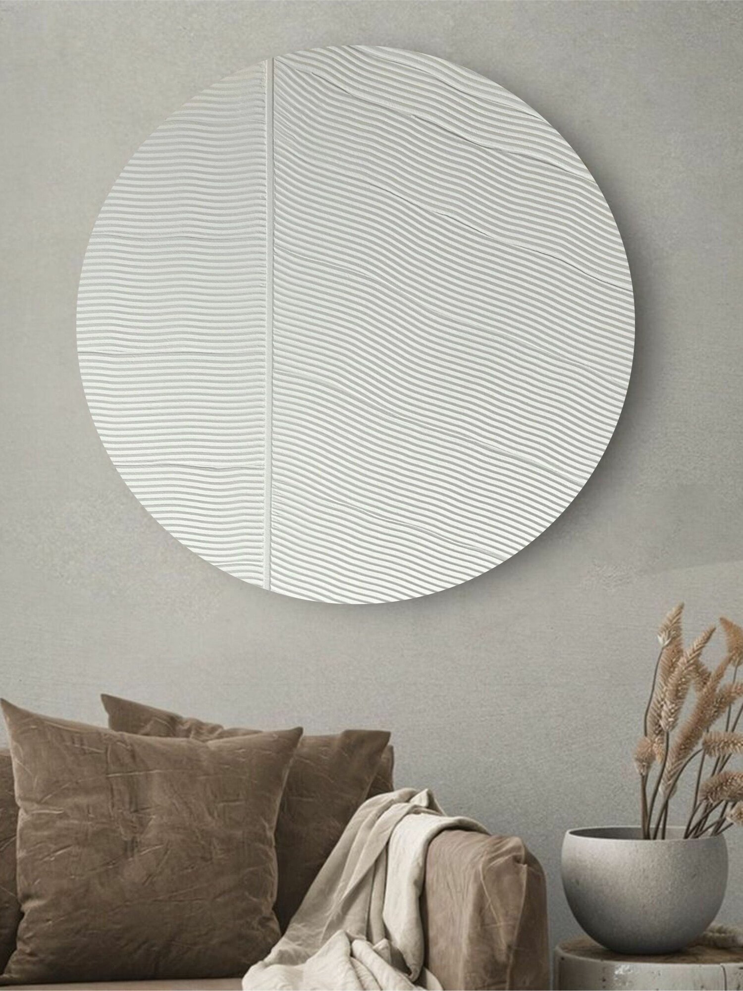 Картина интерьерная, круглая, текстурная, 60 см ,"Тактильные линии"