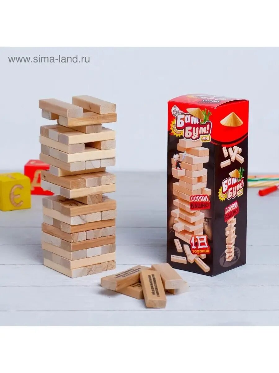 Развлекательная игра Падающая башня Бам-Бум мини