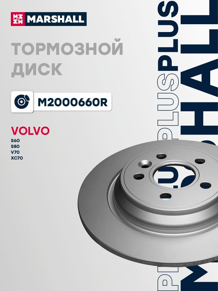 Тормозной диск задн. PLUS R Volvo S60 II 10- / S80 II 06- / V70 III 07- / XC70 II 07-