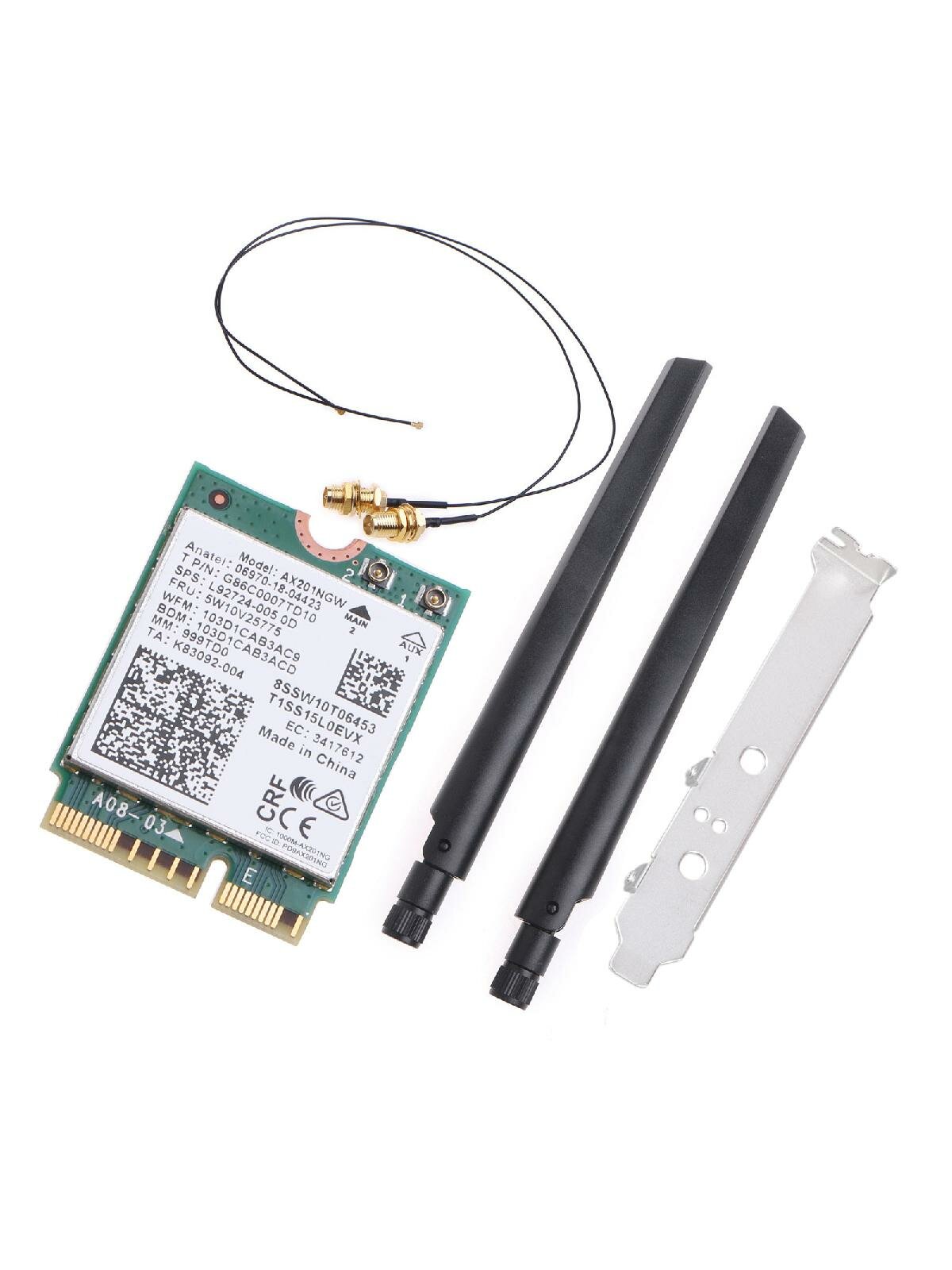 AX201NGW Wifi NGFF for Key E for M.2 CNVio 2 Dual Band 2.4G/5G Wireless Adapter Card 802.11ac BT 5.0 for Win10 (Antenna+