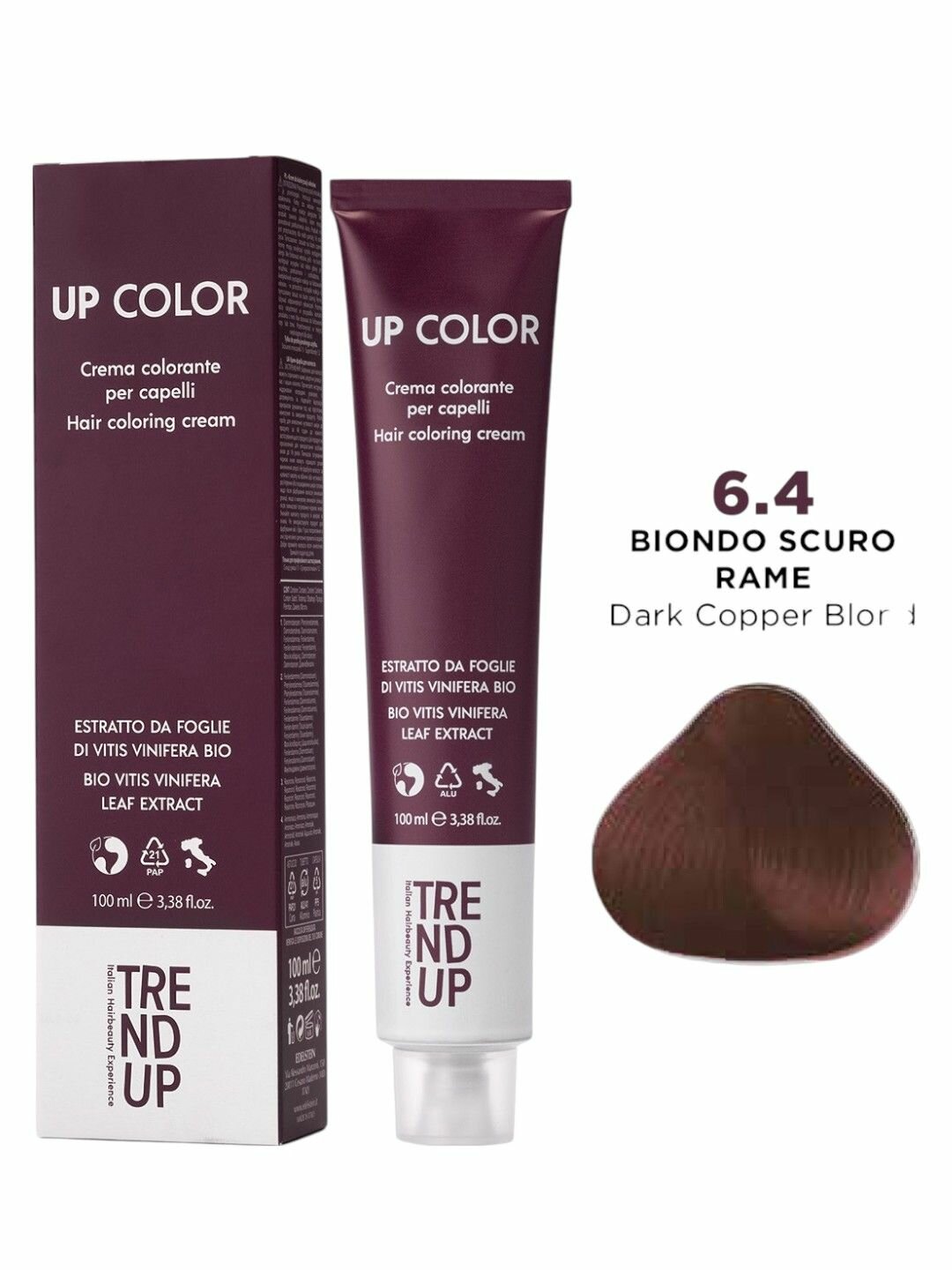 Краска для волос, 6.4 Темный блондин медный, Профессиональная, TREND UP UP COLOR, 100 мл