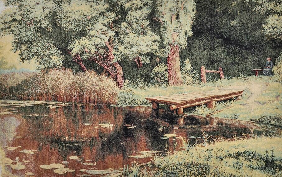 Средневековый декоративный гобелен 107x70 см для интерьера и подарка, без рамы, панно с тихим природным пейзажем, оверлок обработанные края