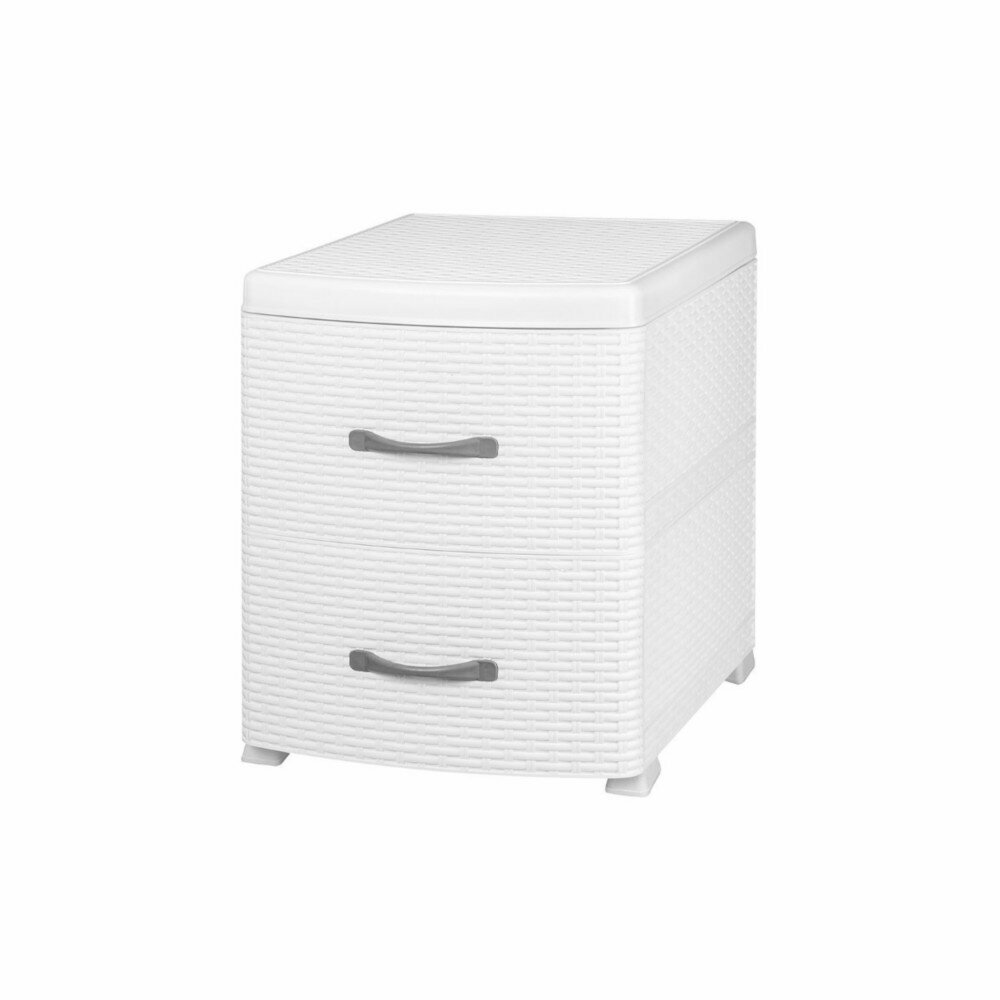 Комод-тумба двухсекционный "Violet" Ротанг, 48x38x52 см, белый
