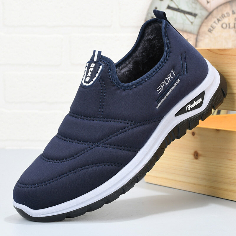Мужские зимние хлопковые туфли на флисовой подкладке и утолщенные, старомодные пекинские тканевые туфли, мужские хлопковые сапоги без шнурков.