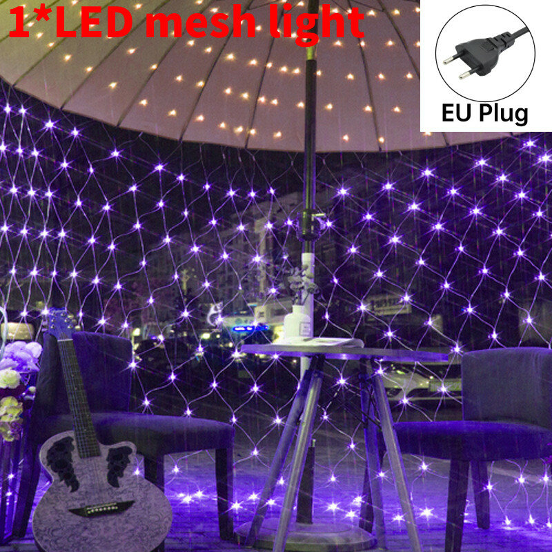 Световая гирлянда светодиодная сетка 2000 ламп павлопроницаемая для сада пати праздник декор фиолетовая европа