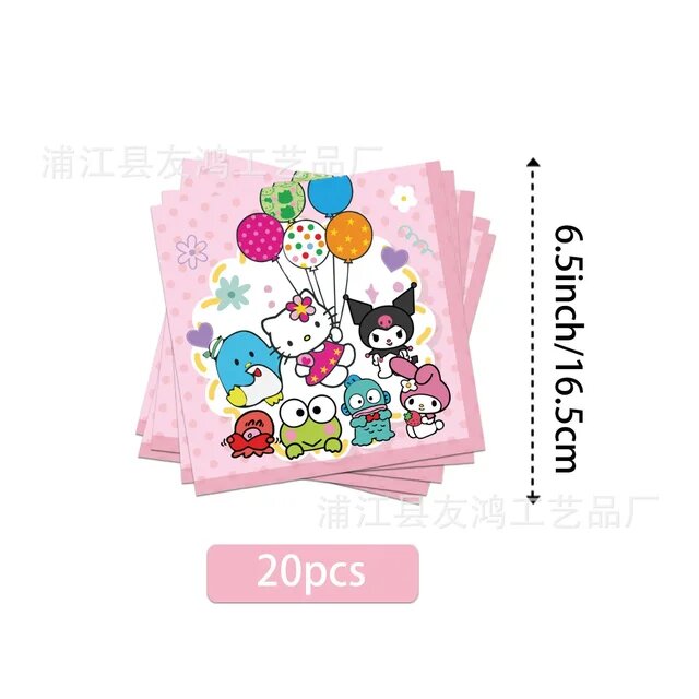 Милая посуда для вечеринки по случаю дня рождения серии Sanrio, одноразовый баннер, украшение на торт, подвесной флаг, воздушные шары Hello Kitty, украшение на день рождения,