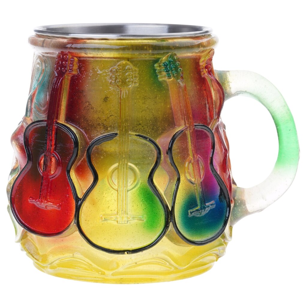Креативная Гитарная Художественная Кружка Музыкальная Кофейная Чашка Из Термостойкого Стекла, Посуда для Напитков с Ручкой, Уникальный Подарок Для Меломана