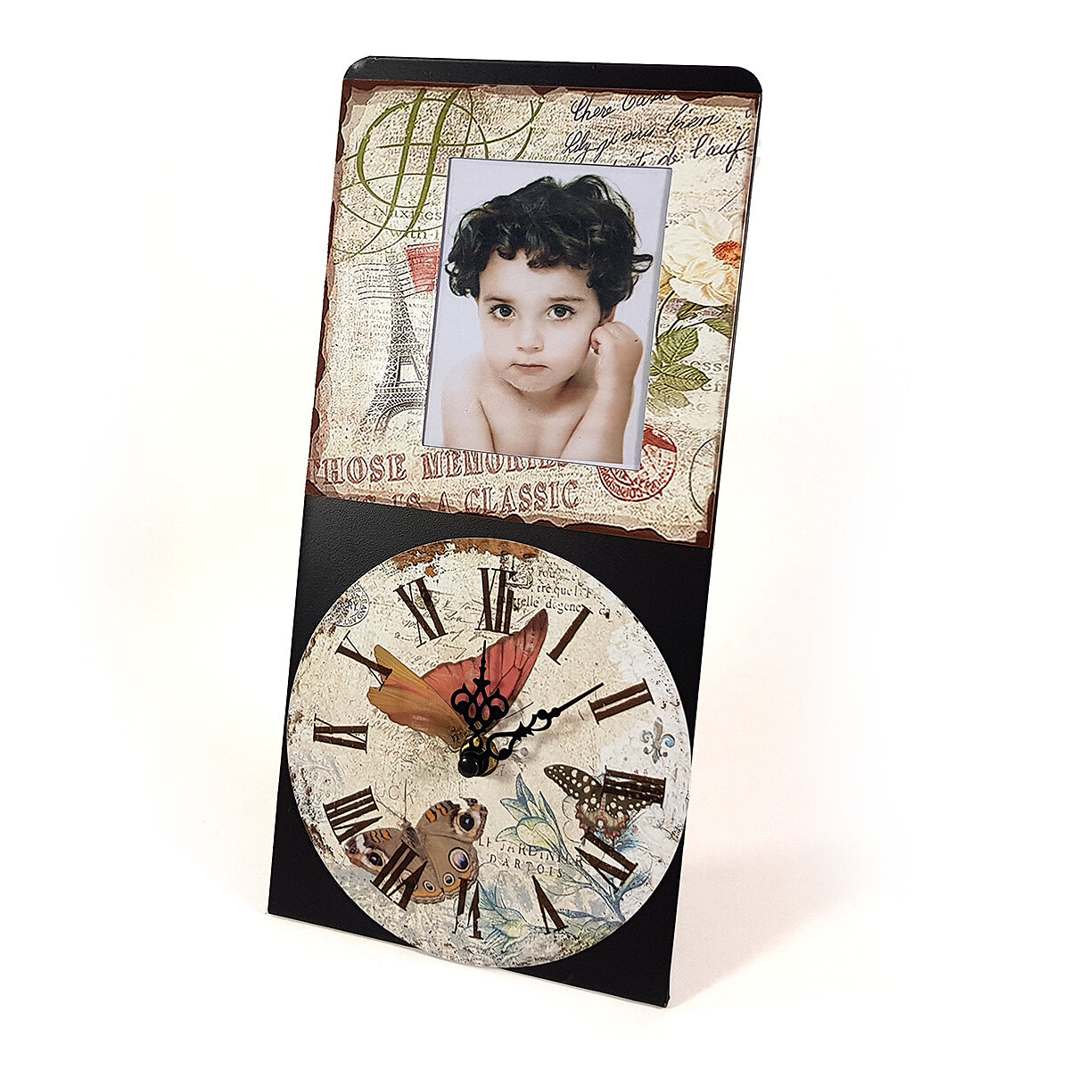 Металлическая фоторамка, рамка-часы, рамка для фото 10х15, ретро GF 5342