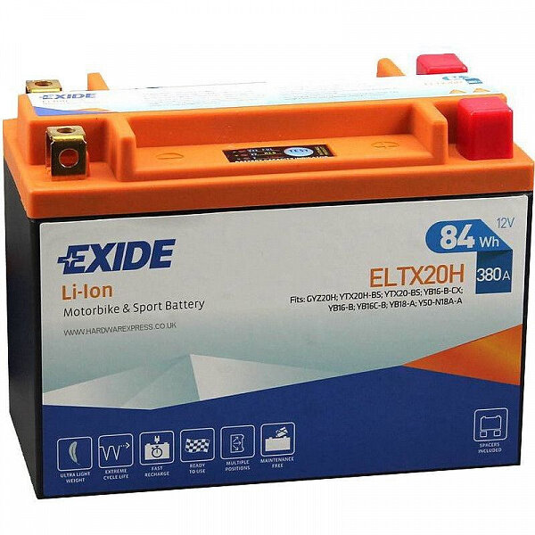 Аккумулятор мотоциклетный EXIDE LI-ION ELTX20H 175x90x130