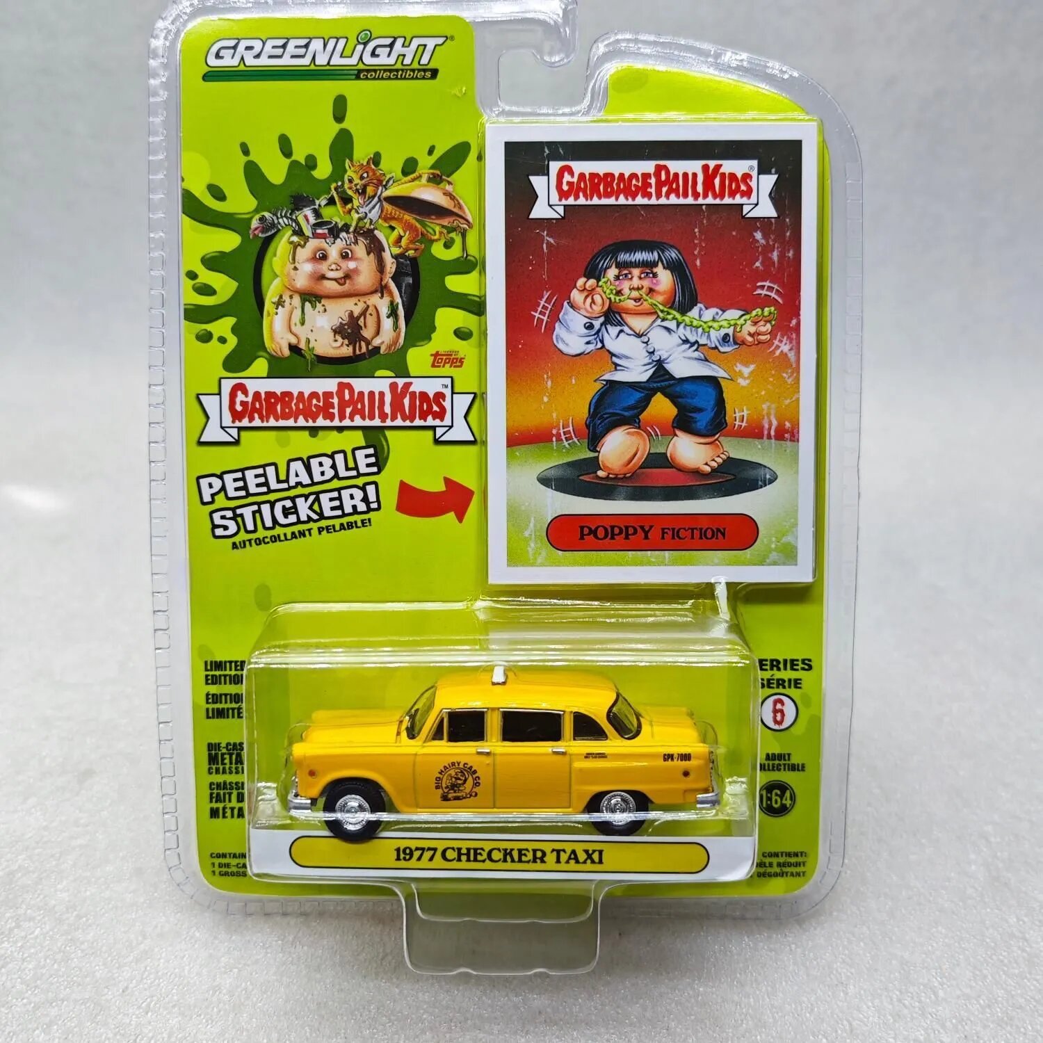 Машинка GreenLight 1/64 Garbage Pail Kids Series 6 - 1977 Checker Taxicab Die-cast Alloy Car Model Collection Toy Gift