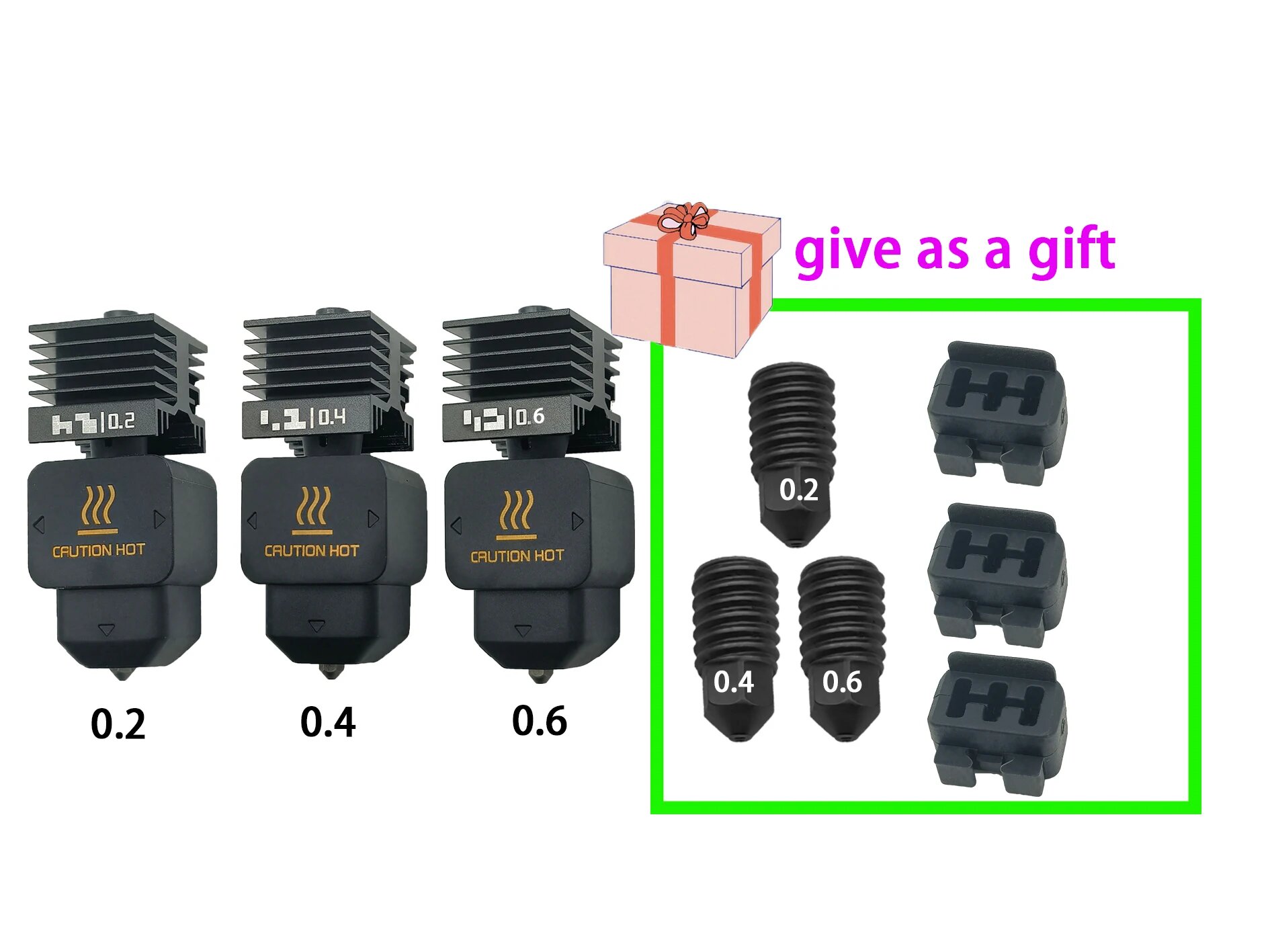 Bambu Lab H2D/H2S Hotend Комплект 0.2/0.4/0.6 мм, Цвет: 0.2 0.4 0