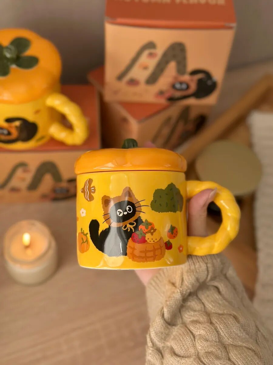 Кружка с крышкой Котик