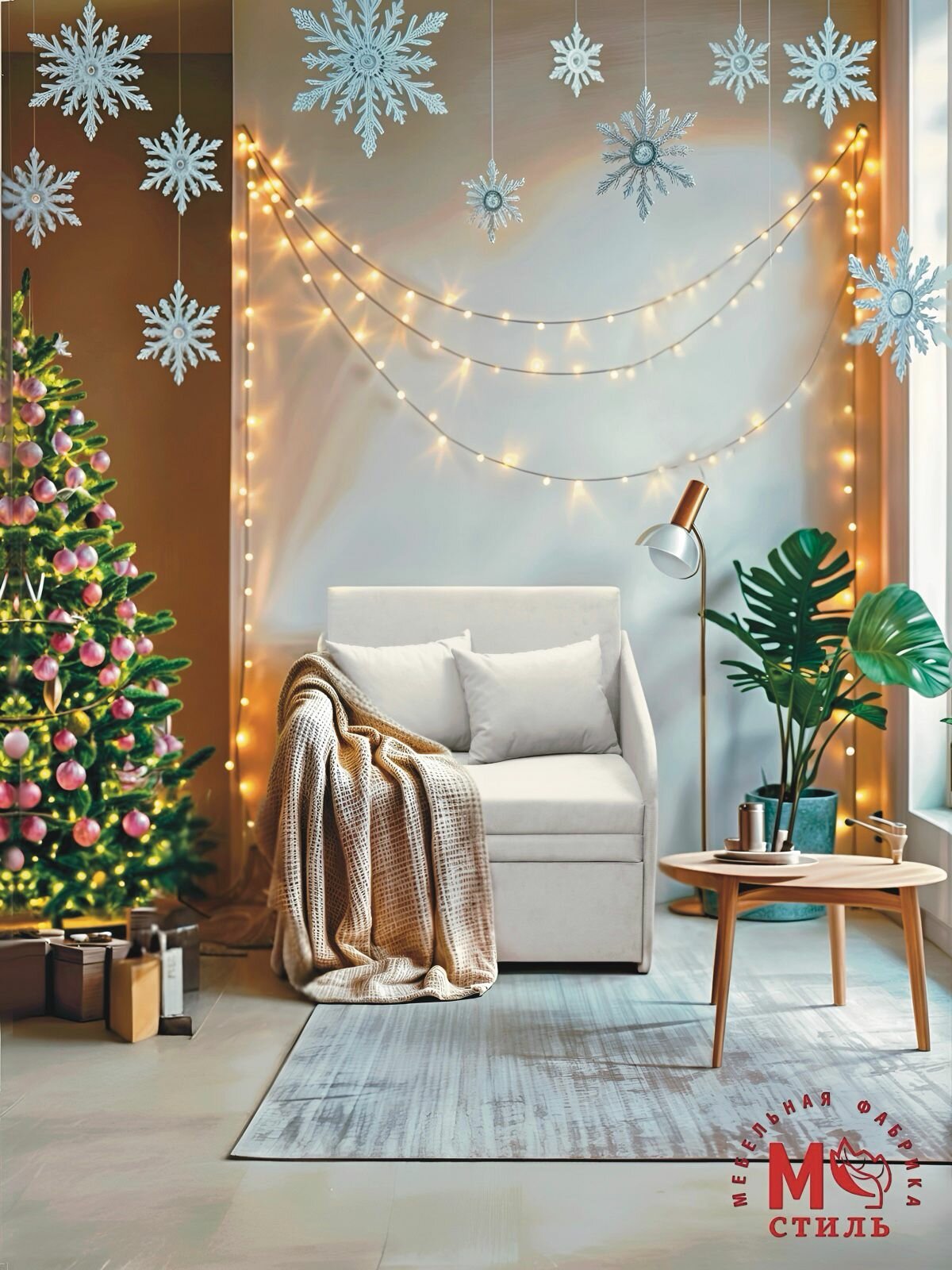 Диван М-Стиль "Малыш", выкатная конструкция, спальное место 180х75 см, бежевый