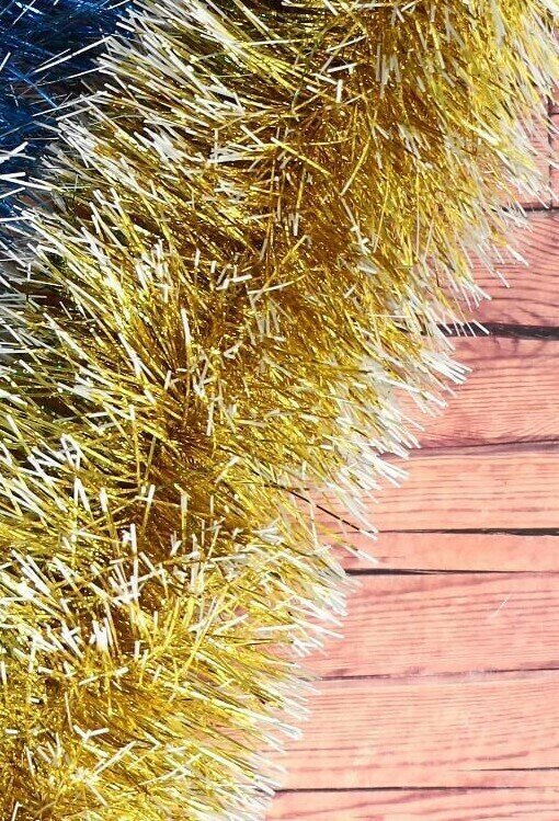 !09 Набор из 2-х штук: Мишура "Зима" цвет золотой d-12 см 2 м