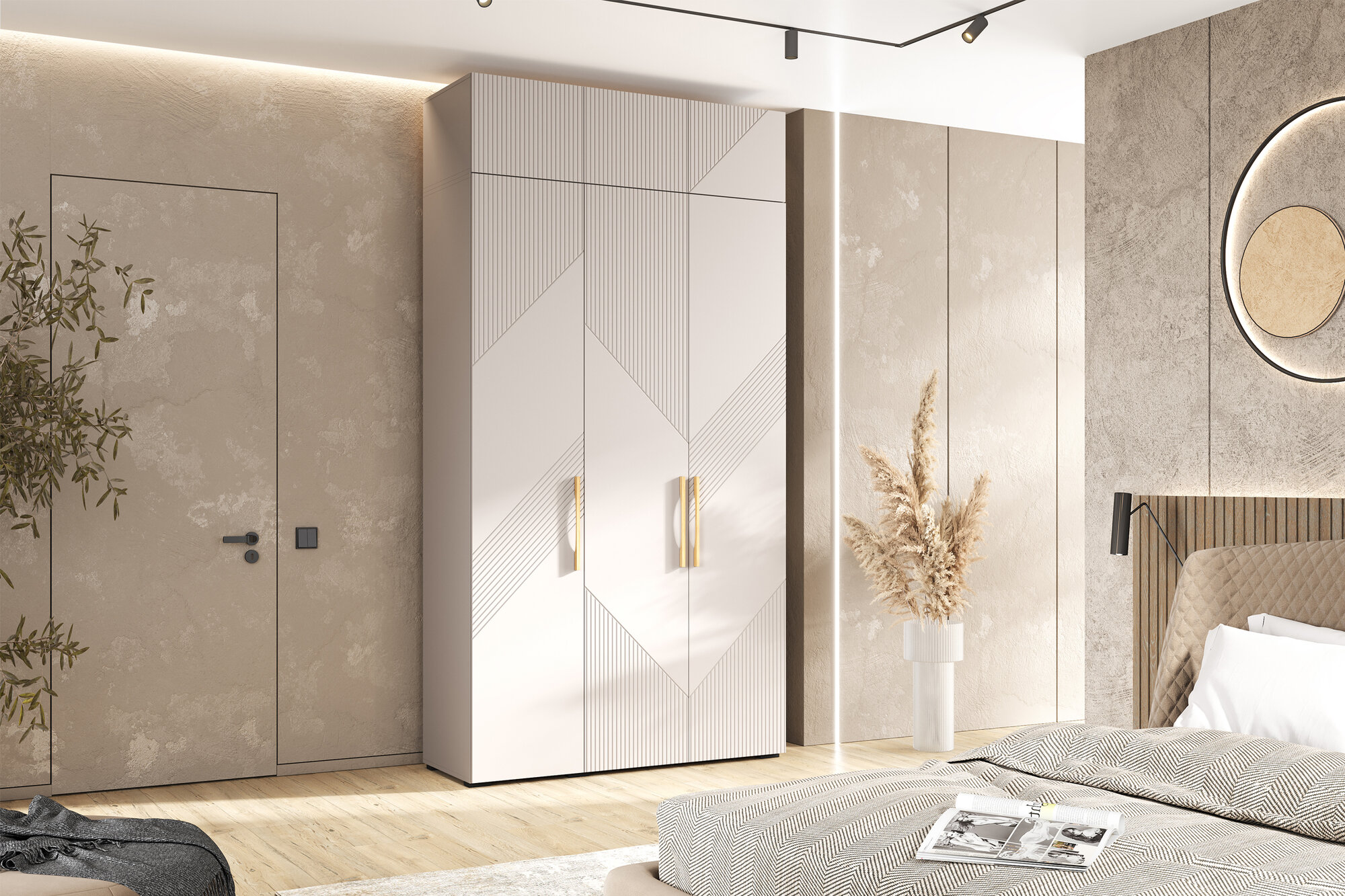 Шкаф для одежды распашной Нонтон Ирис, 135x50x260 см, с антресолью, кашемир