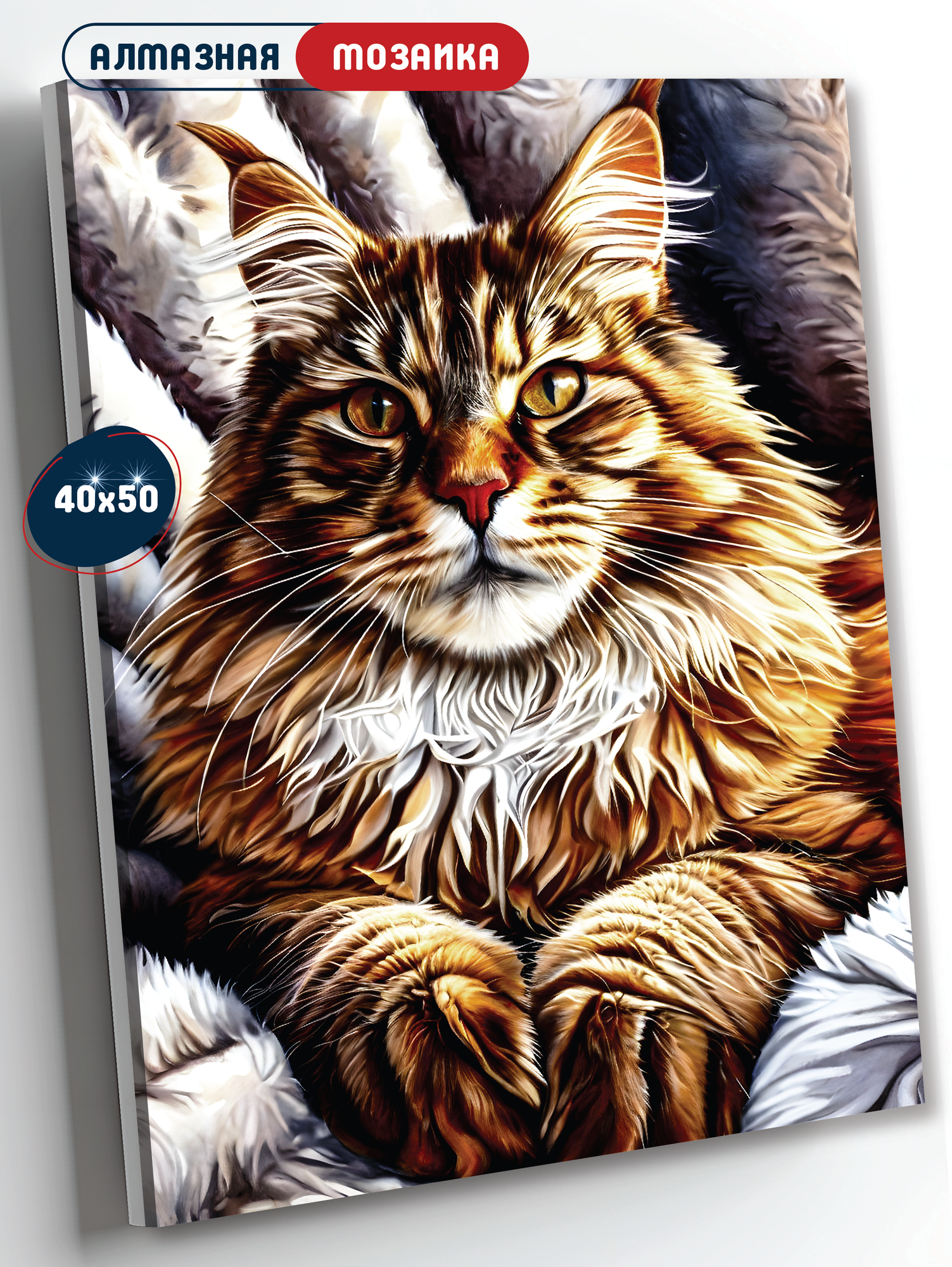 Алмазная мозаика на подрамнике "Мейн-кун 3" 40х50 Полная выкладка