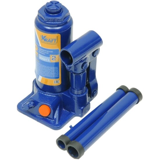 Домкрат гидравлический бутылочный 2 тонны Kraft КТ 800012 (в кейсе)