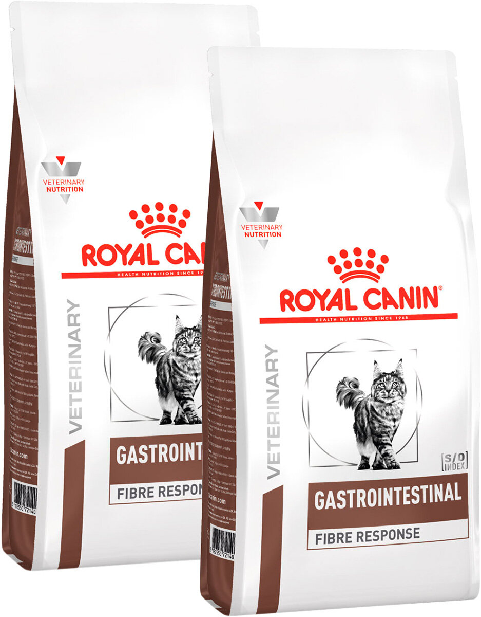 Корм сухой Royal Canin Gastrointestinal Fibre Response для взрослых кошек при нарушении пищеварения, запорах с повышенным содержанием клетчатки, 2 кг х 2 шт