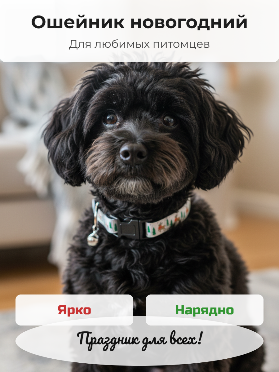 Ошейник декоративный "Рождественский", для кошек, полипропилен, XS, обхват шеи 20см