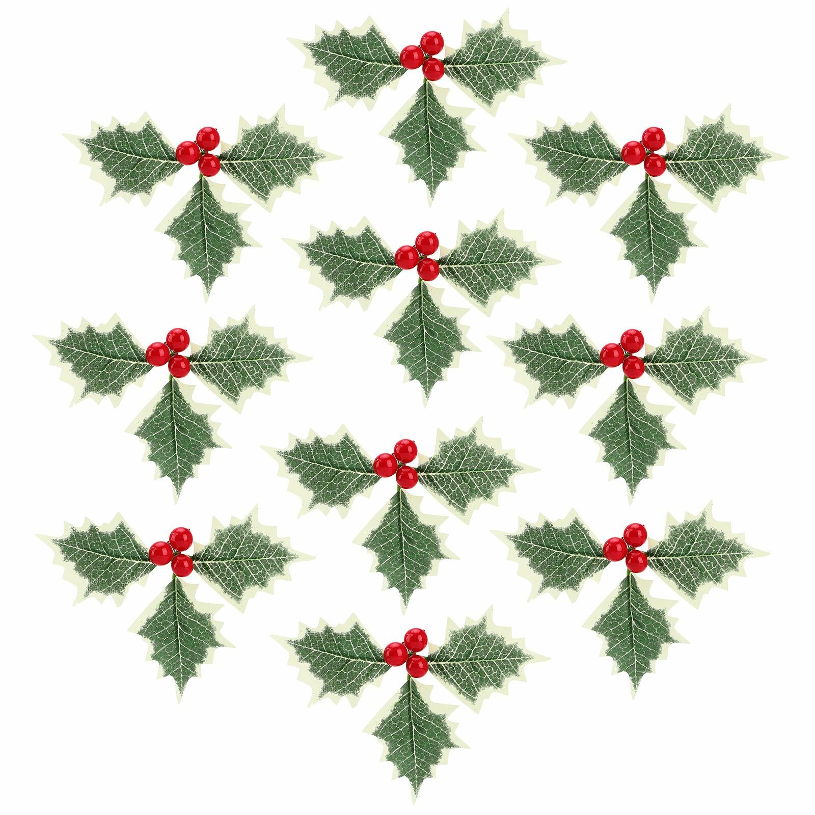 Ветки для украшения рождественской елки, красные фруктовые листья, аксессуары для поделок, 10 штук плагинов