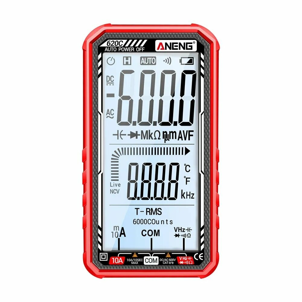 Цифровой мультиметр ANENG 620C, 6000 отсчетов, тестеры транзисторов, истинное среднеквадратичное значение