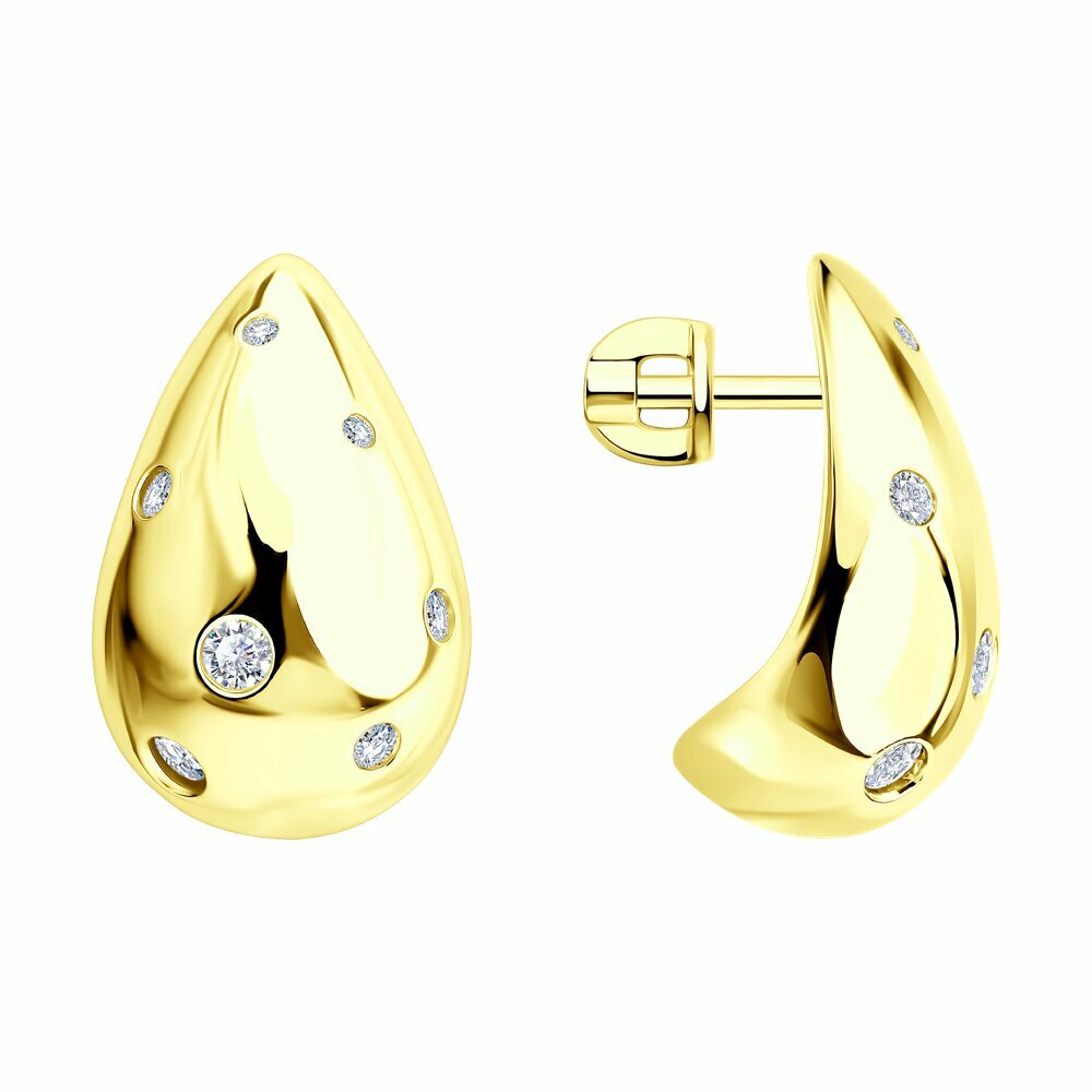 Серьги, серебро, 925 проба, фианит