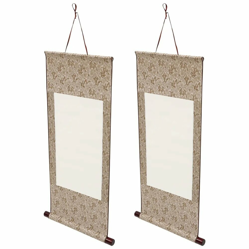 Пустой китайский бумажный свиток с деревянными планками для живописи, набор из 2 штук