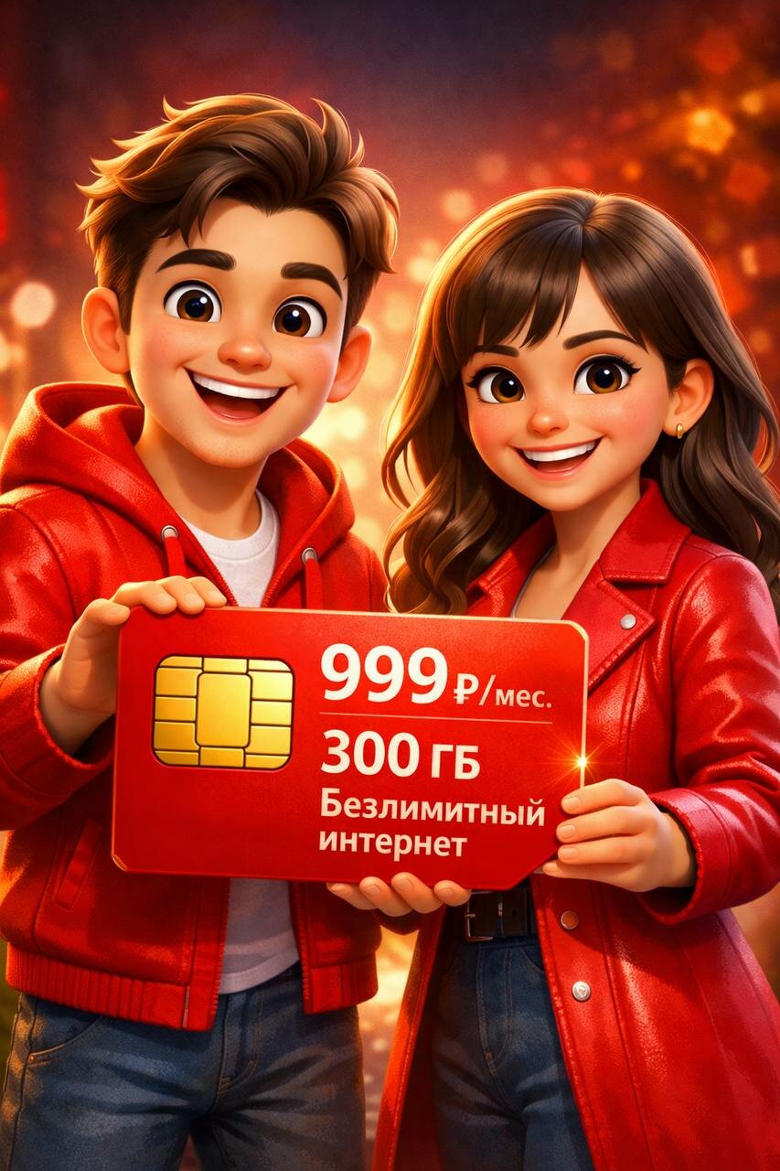 Симкарта для модема роутера красный оператор 300 ГБ