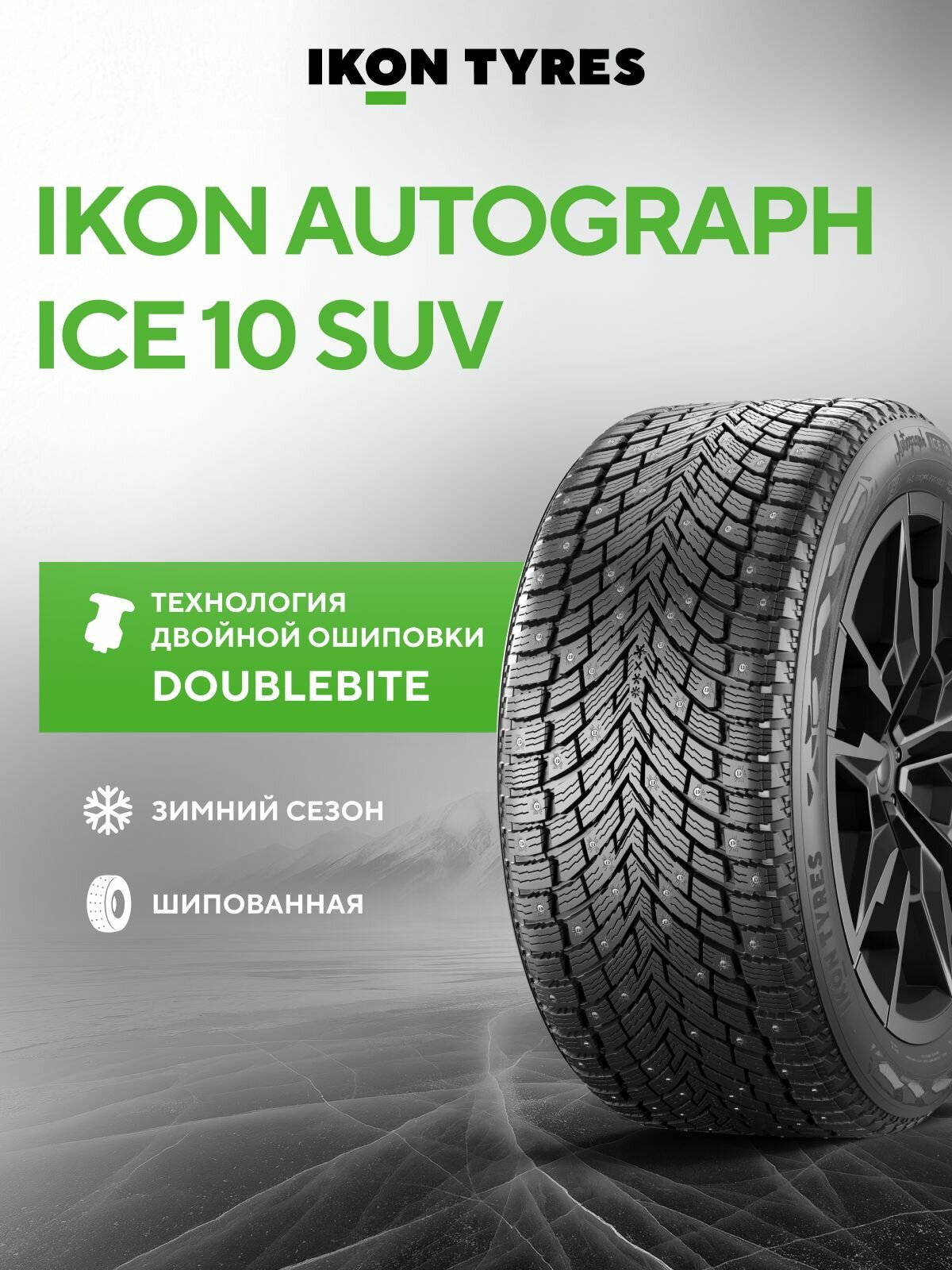Зимние шипованные автошины для кроссоверов Ikon Tyres Autograph Ice 10 SUV 255/40 R20 101T (Россия)
