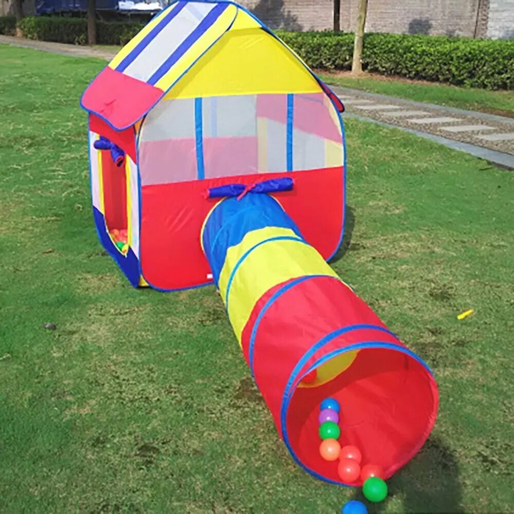 Цветной игровой туннель из прочного полиэстера и стали для детских развлечений