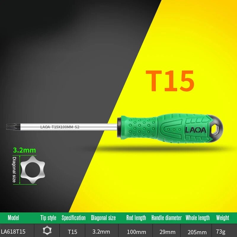 Отвертка Torx S2 Магнитная отвертка из легированной стали T8/T10/T15/T20/T25/T30/T40 Многофункциональные ручные инструменты