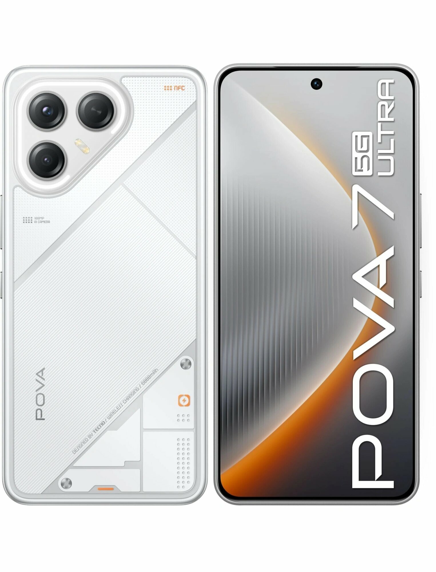 Смартфон Pova 7 Ultra 5G 256Gb 8Gb white 3G 4G 2Sim 6.67" AMOLED 1260x2800 And15 108Mpix 802
