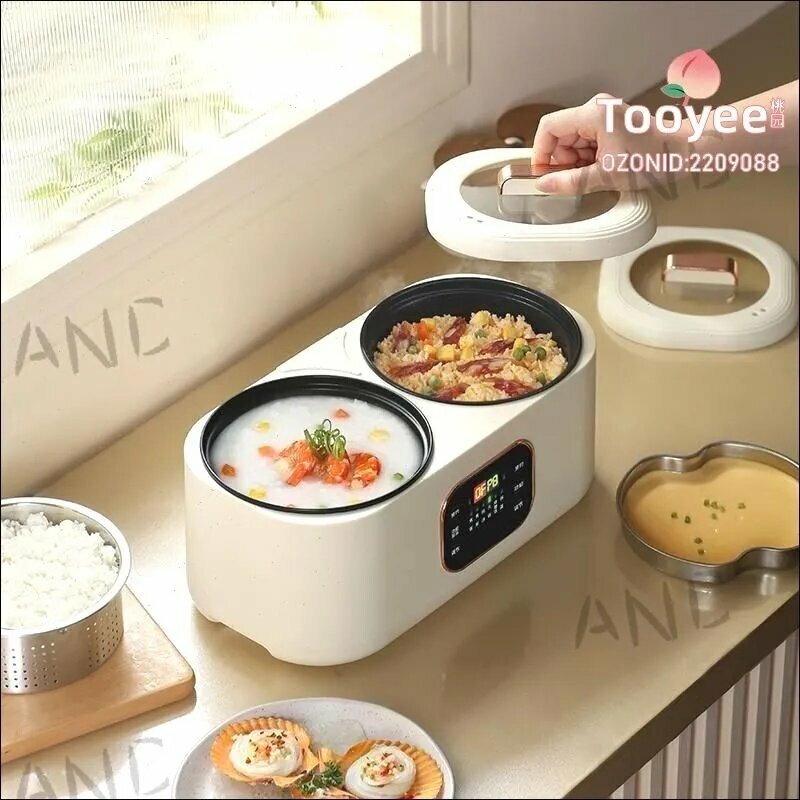 Мультиварка Рисоварка с двумя емкостями, может быть зарезервирована, рассчитана по времени, сохраняет тепло