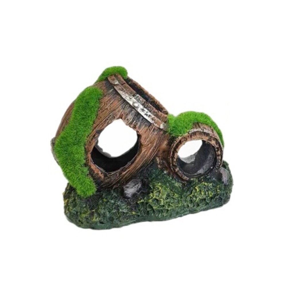 Украшение ландшафтного дизайна аквариума с рыбой имитация украшения винной бочки из мха-маленькая косая двойная бочка из мха