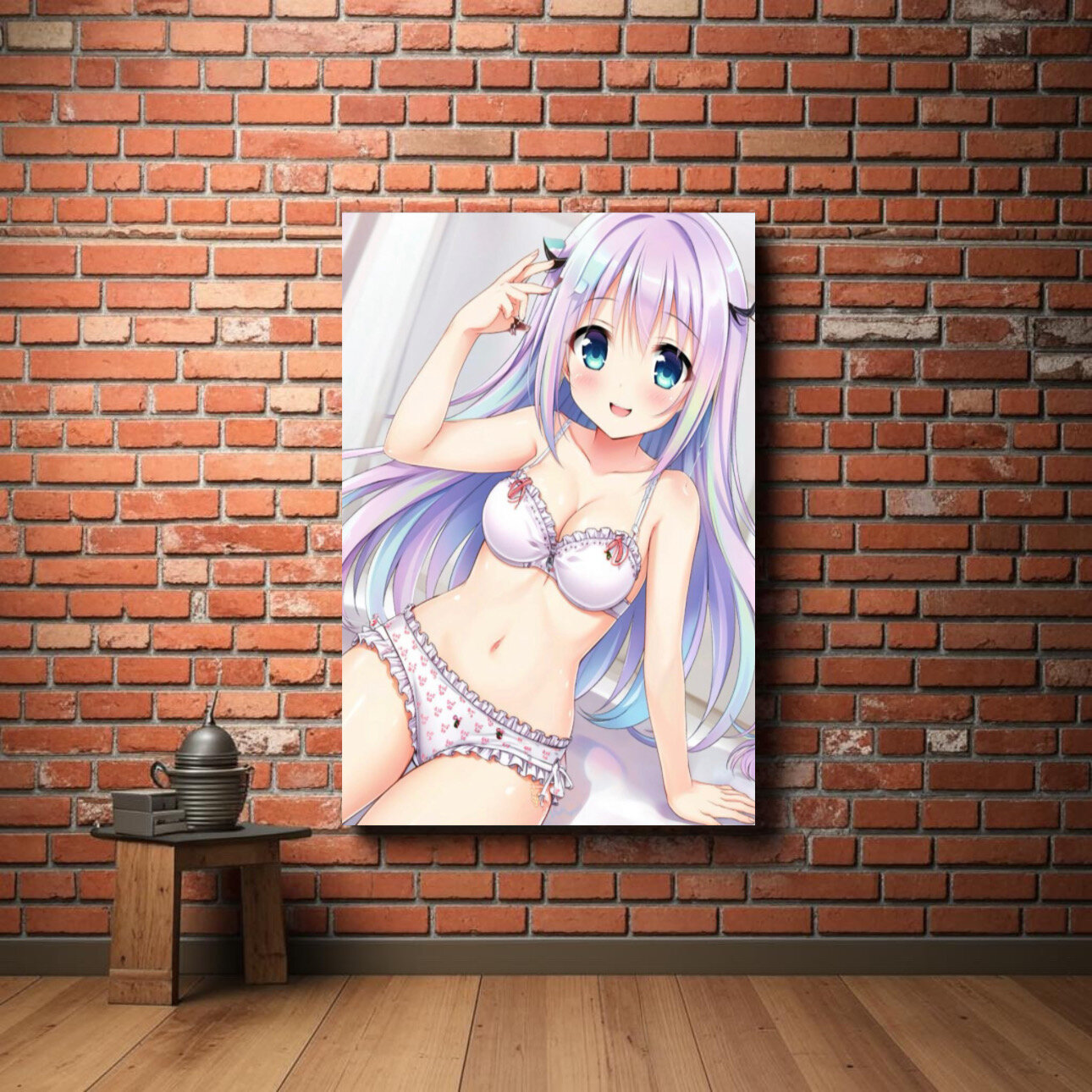 Картина на холсте с креплением Аниме 18+, девушка сексуальная, силуэт, 22*32 см